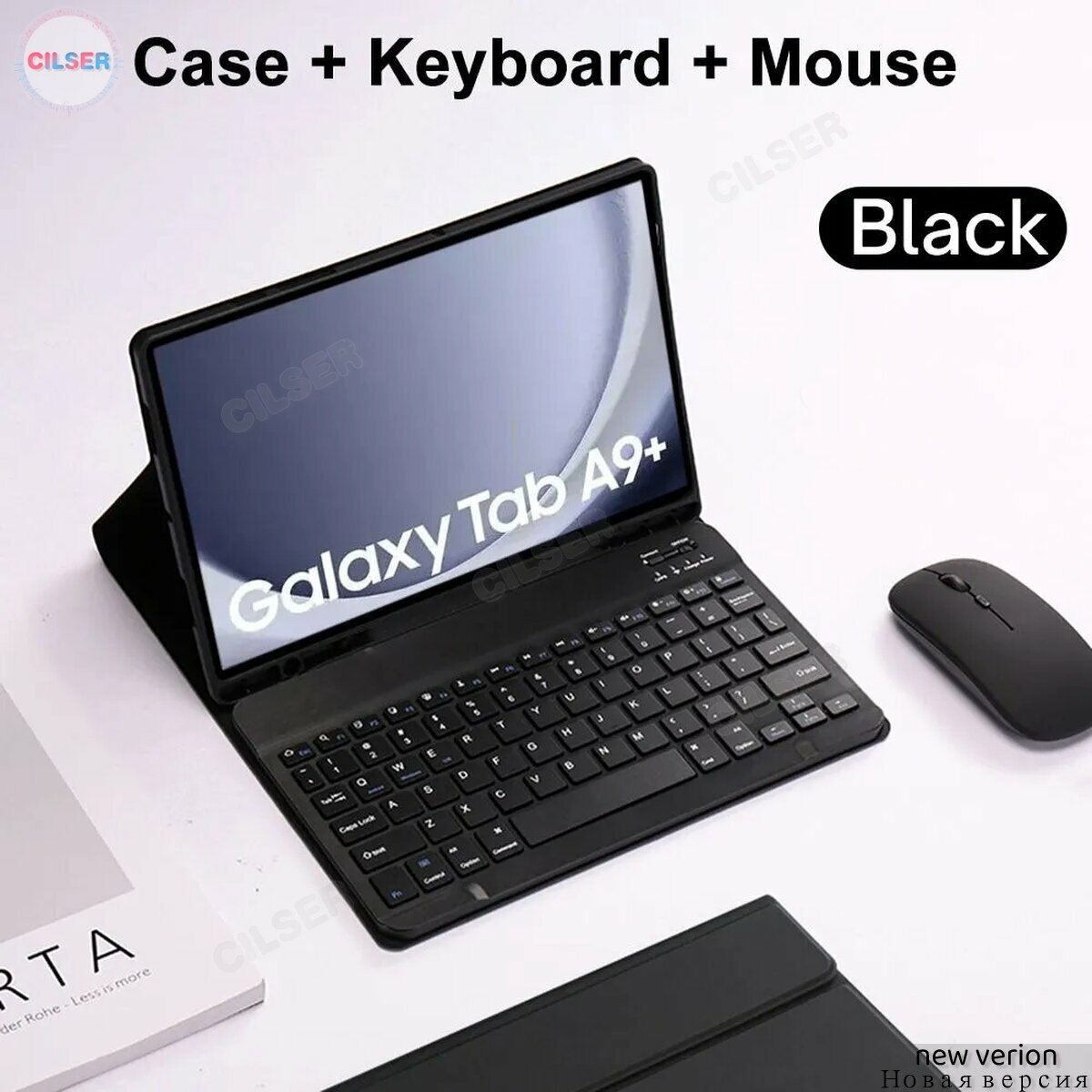 Чехол для Galaxy Tab A9+ 11 дюймов, съемный, с русской клавиатурой (SM-X210N/X216B/X218), с мышью и с подсветкой