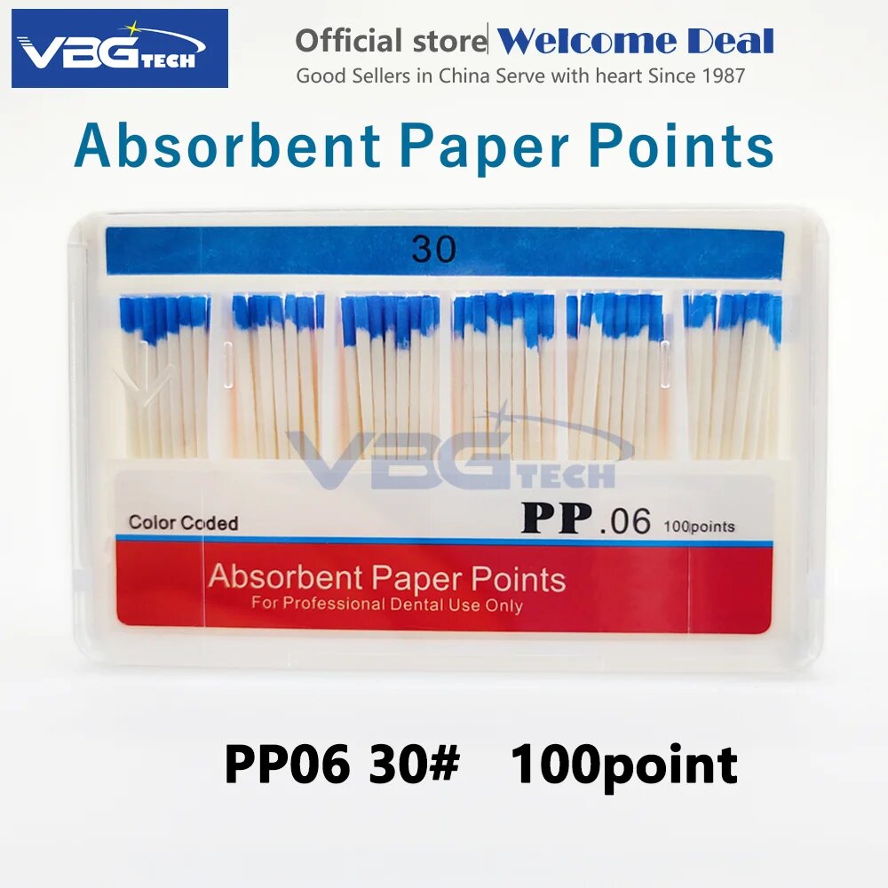 Одноразовые бумажные наконечники для эндодонтии VBG PP06 NO.30