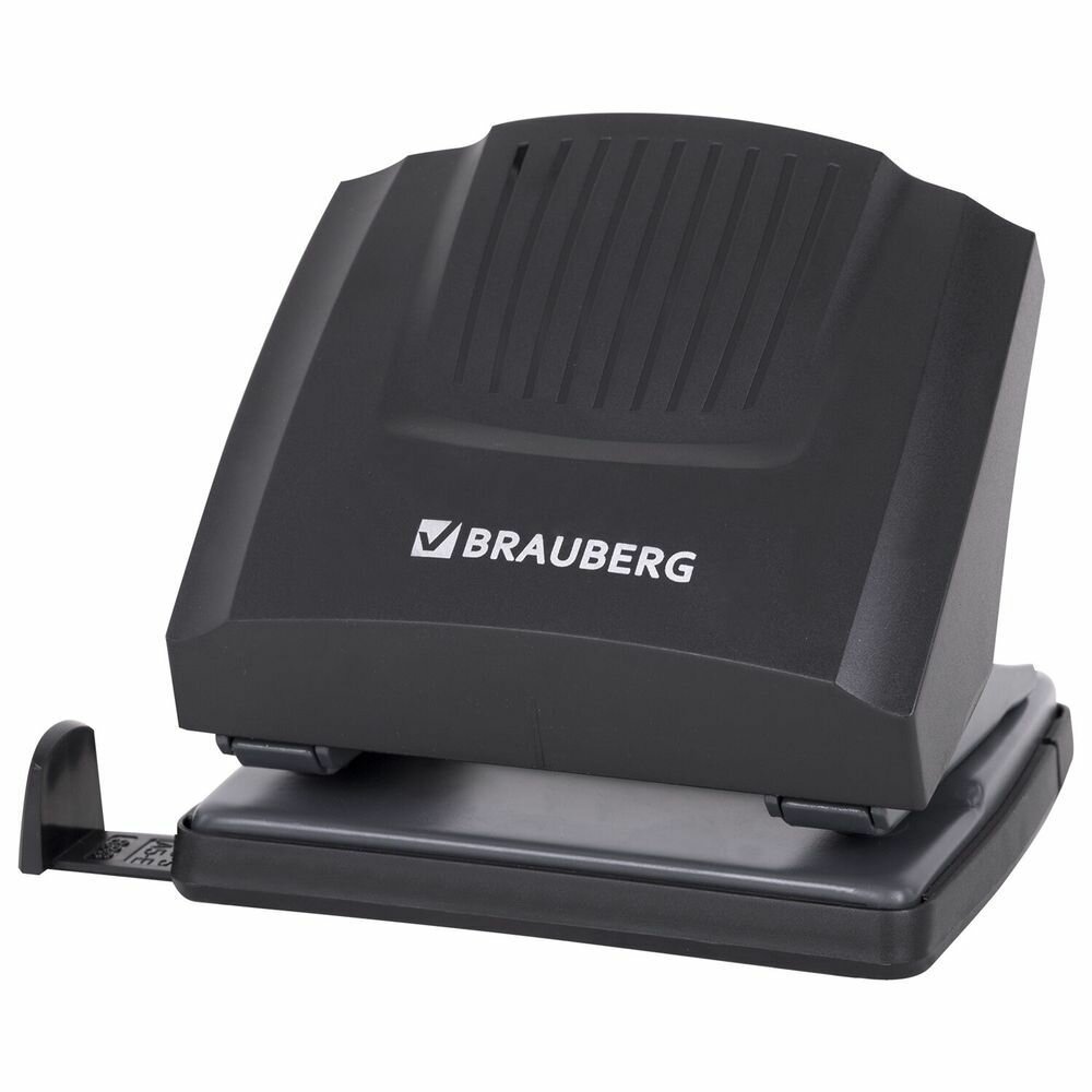 Дырокол BRAUBERG "SUPER", до 30 листов, черный