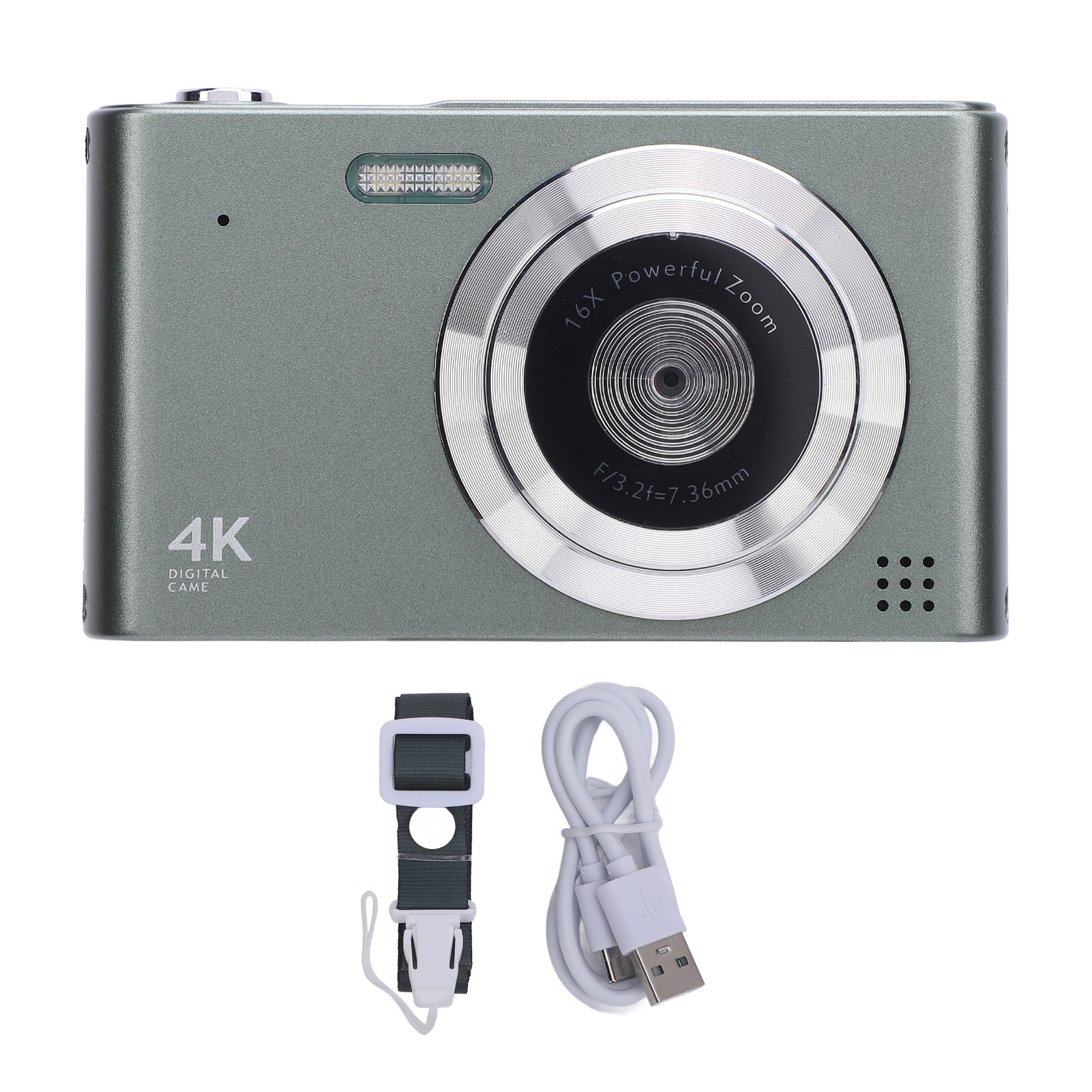 Цифровая камера 16x Zoom 4K 48MP 2,4 -дюймовый экран IPS Экранная видеозапись Compact Digital Camera для перемещения со Flash Green