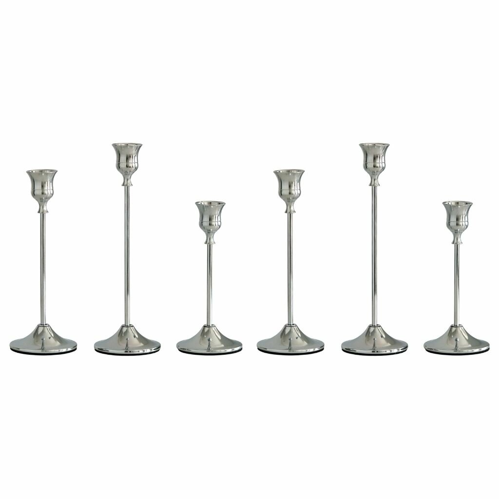 Подсвечник из 6 частей, кованого железа с гальваническим покрытием, металлическое украшение-серебро