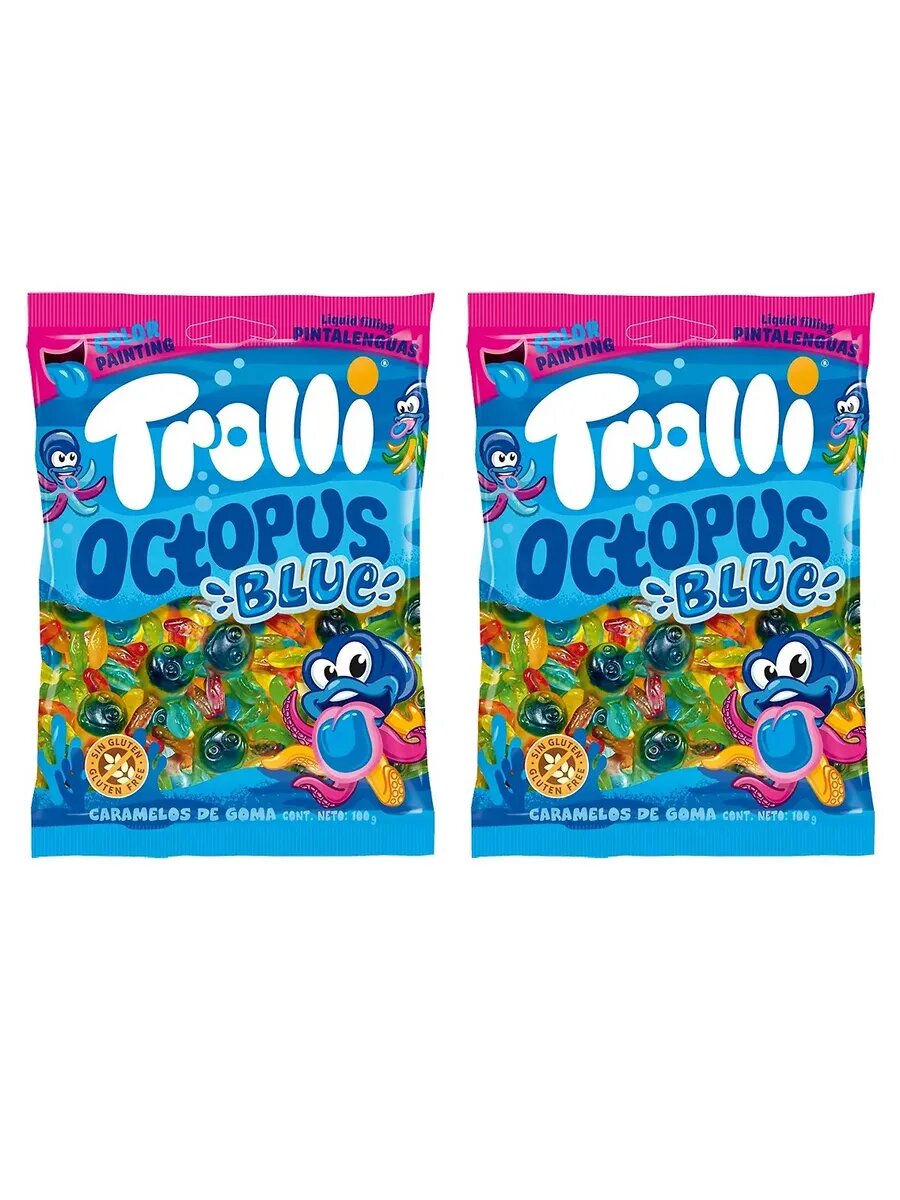 Жевательный мармелад Trolli "Голубой осьминог" 100 гр. * 2 уп