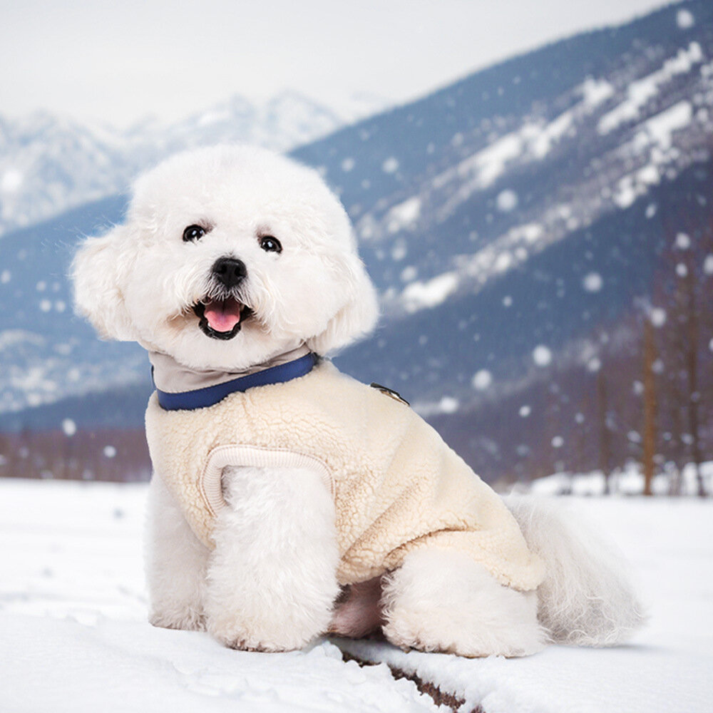 Новая зимняя утепленная одежда для домашних животных из полярного флиса, тяговая, темно-белая, 2XL