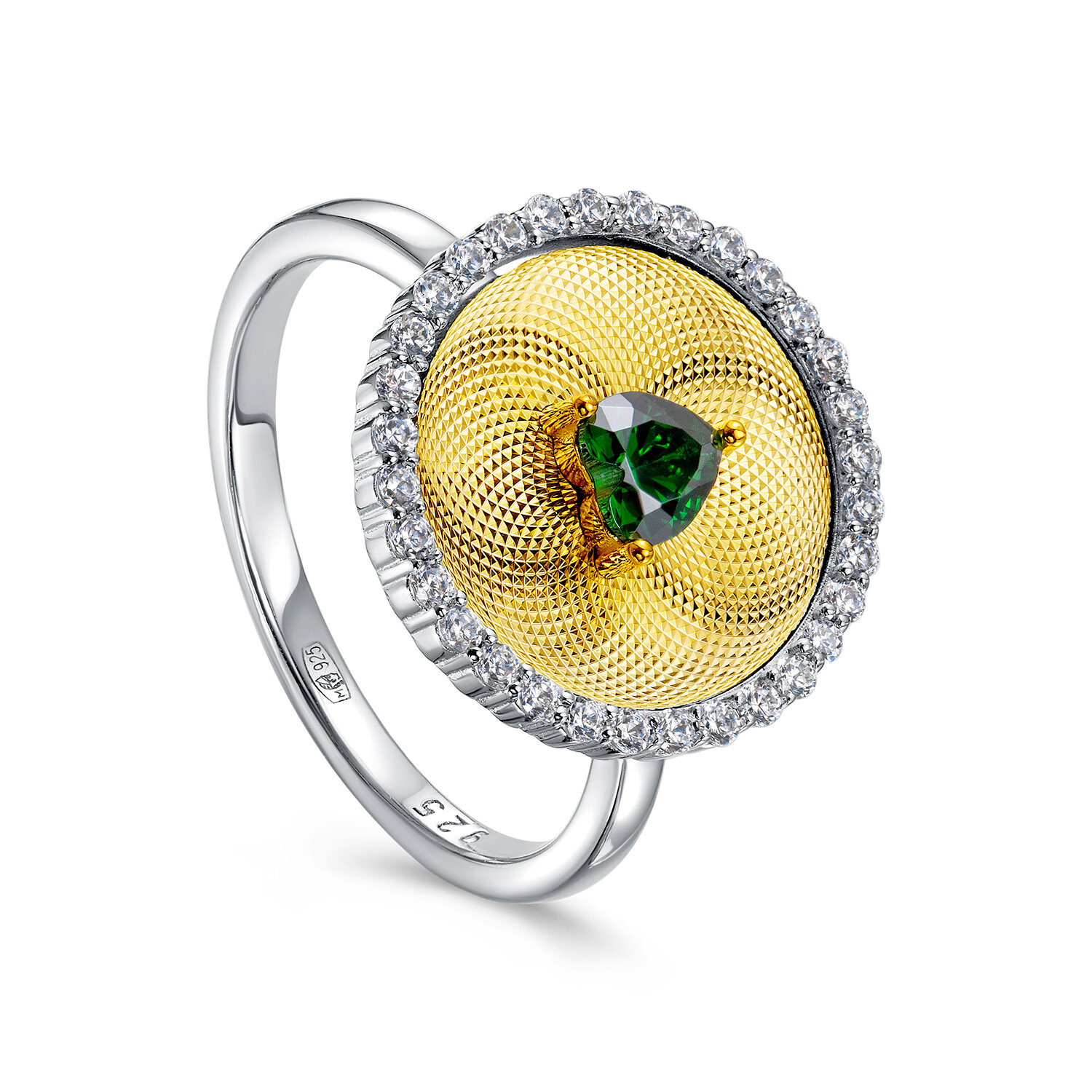 Кольцо тонкое, серебро, 925 проба, фианит