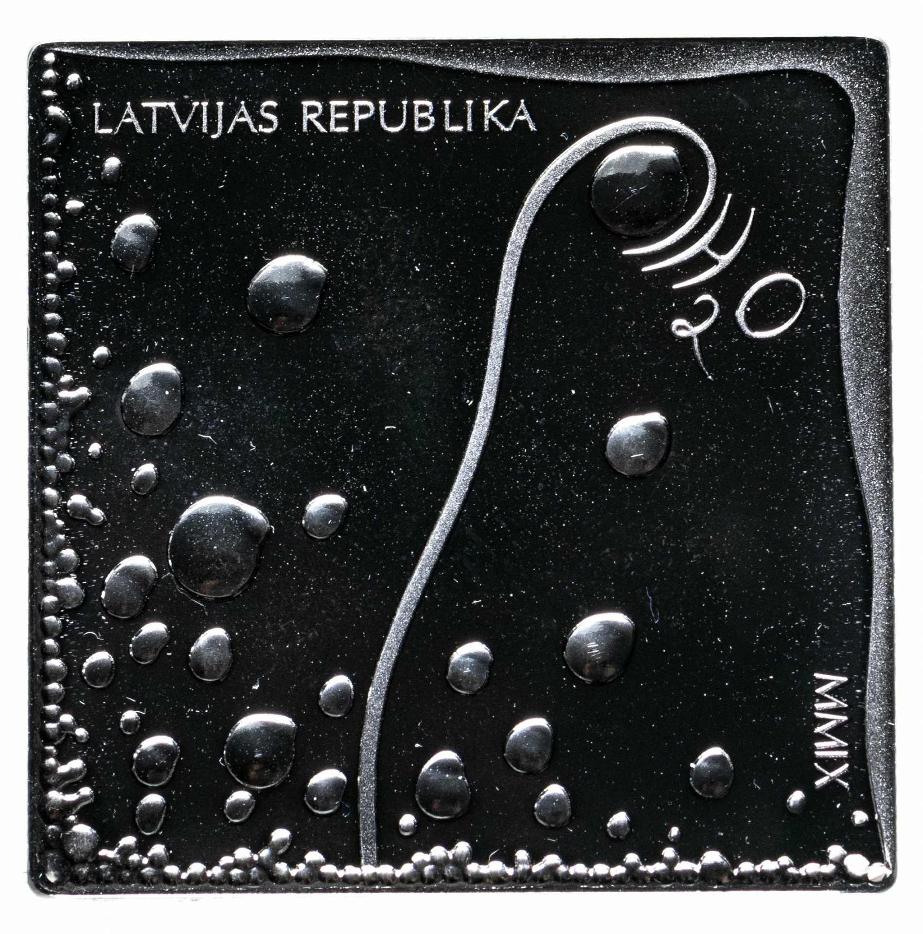 Латвия 1 лат 2009 "Монета воды " в футляре с сертификатом, Серебро 925, в сохранности Proof