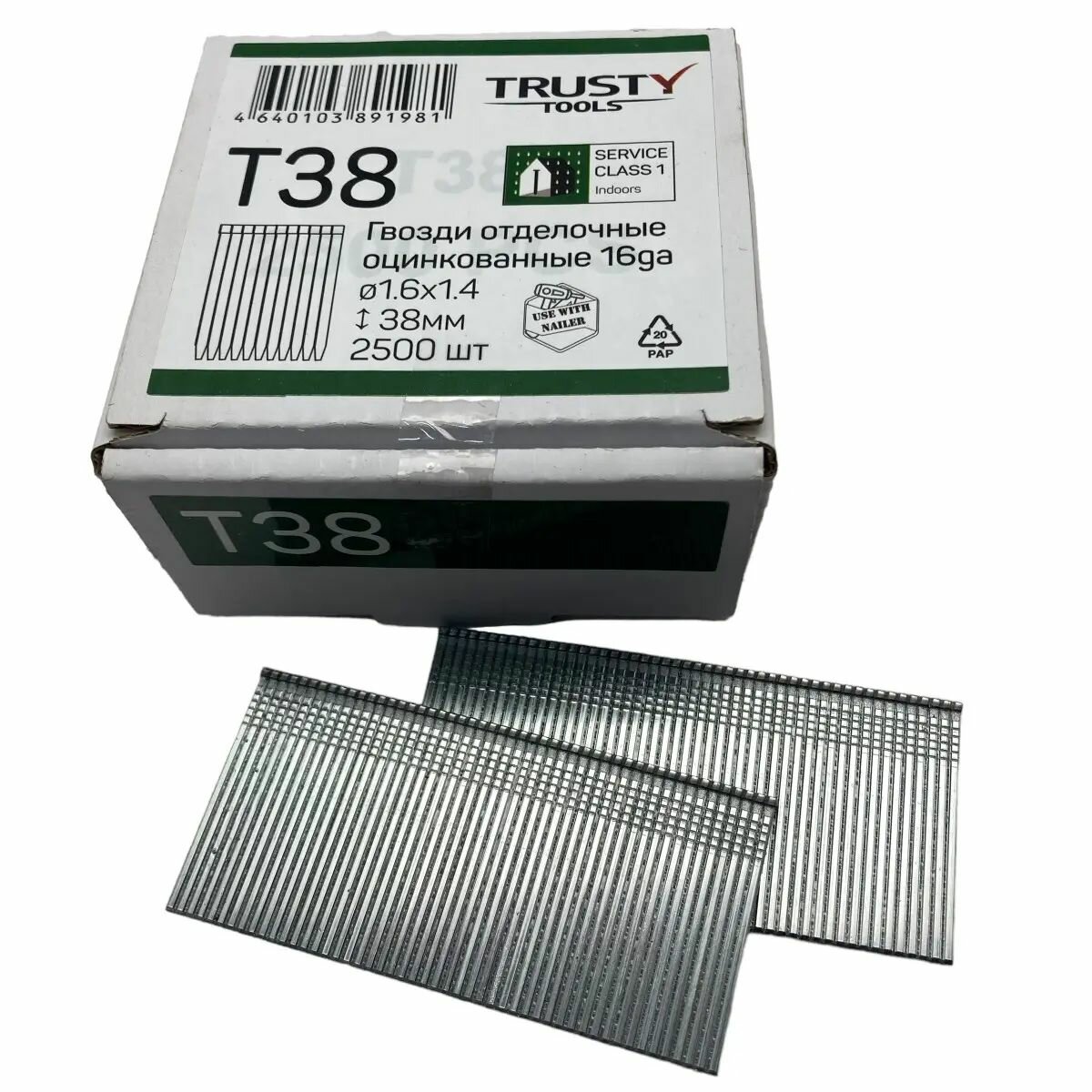 Гвоздь оцинкованный 16ga 38 мм Trusty (2500 шт)
