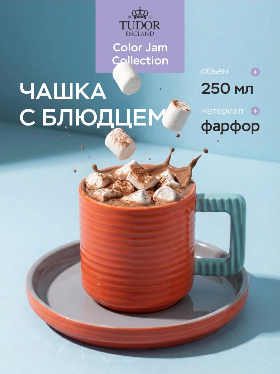 Чайная пара 250мл из фарфора Tudor England Color Jam Collection