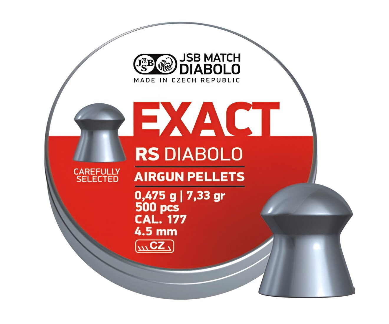 Пули JSB Exact RS Diabolo для пневматики, 4,5 мм, 0,475 гр, 500 штук
