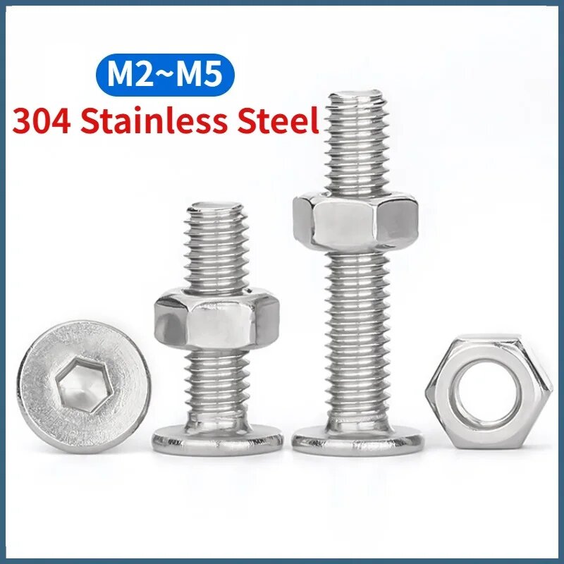 Нержавеющие винты M2-M12 с гайками 304 M3x6mm(30sets), 18mm