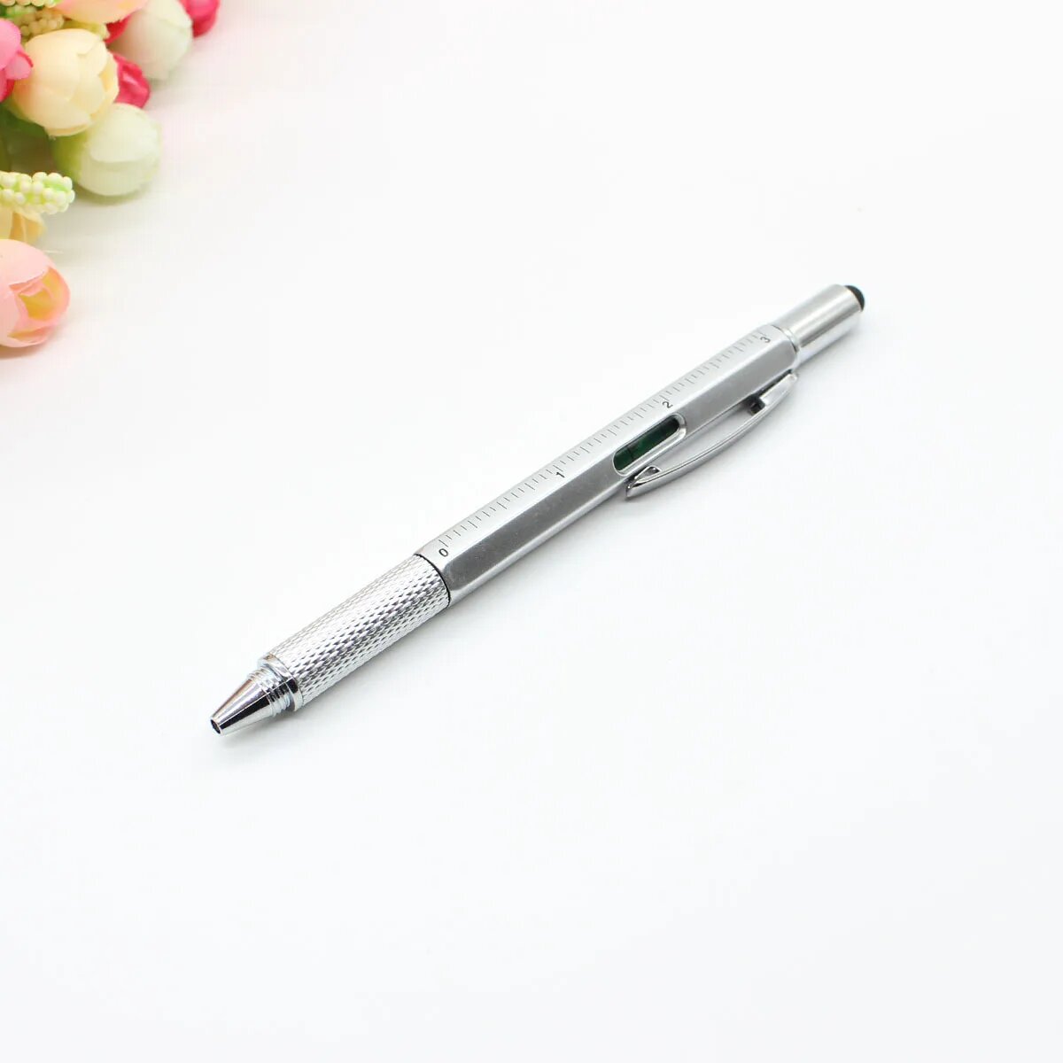 6 in 1 Tool Ballpoint Pen with Ruler Level Gauge Useful Gadgets Multifunction Tool Pen Fit for Engineers Bussiness Gift