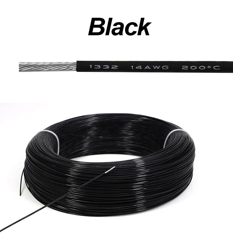 Черный провод 18AWG FEP 2 метра для 3D-принтера