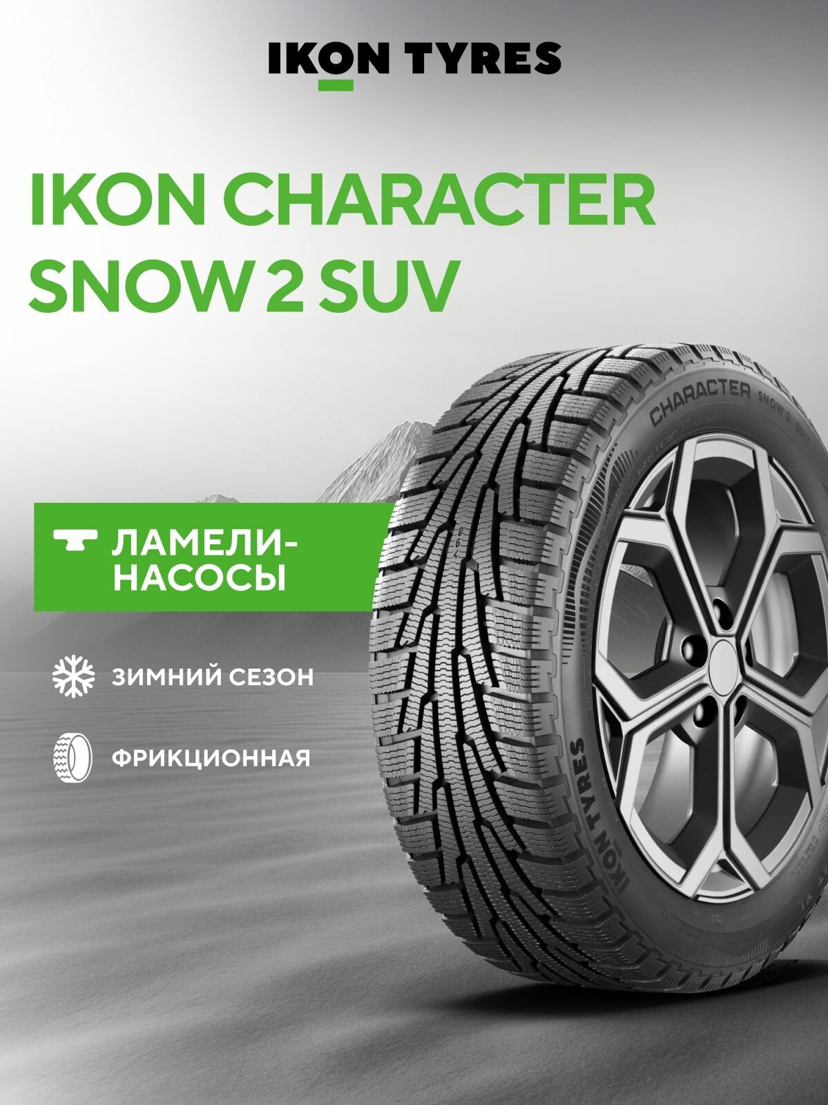 Зимние фрикционные автошины для кроссоверов Ikon Tyres Character Snow 2 SUV 225/70 R16 107R XL (Россия)