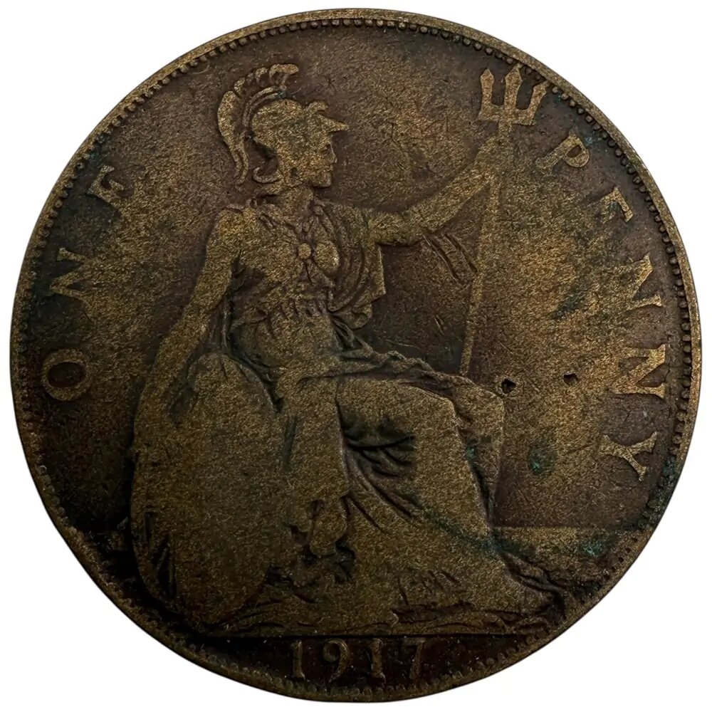 Великобритания 1 пенни 1917 г. (Cu)