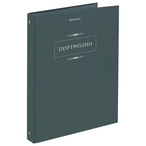 Папка-портфолио универсальная, 4 кольца, 20 файлов 10 вкладышей, 7БЦ матовая, BRGAUBERG, 117554