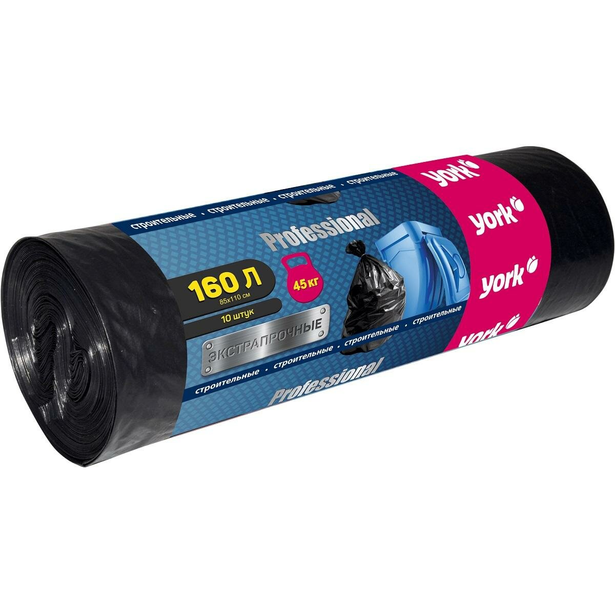 Мешки строительные экстра прочные 160Л 60МКМ 10ШТ YORK