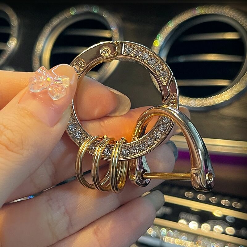 Ключница с инкрустированным алмазом, подвеска для ключей с антипотерянным номером телефона для мужчин и женщин, изысканное украшение для ключей