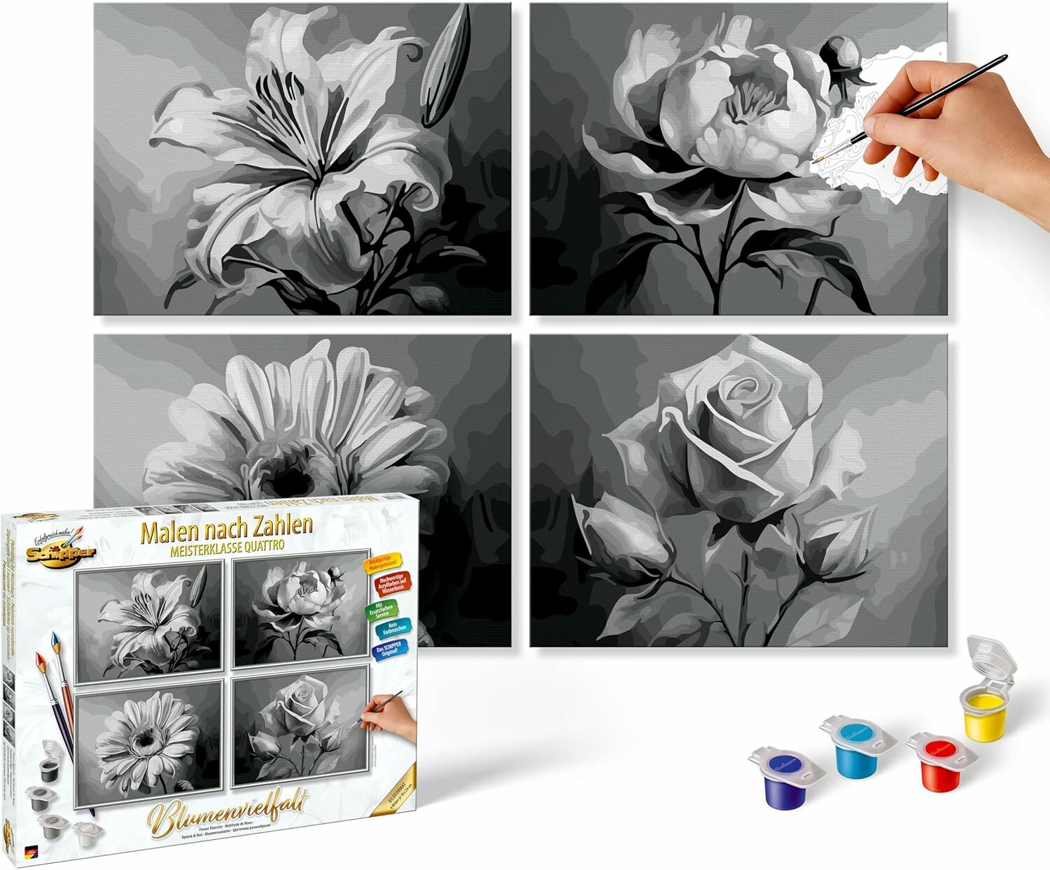 Набор для рисования по номерам Schipper - Большая картина по номерам из 4 частей Разнообразие цветов - Шиппер 609340919