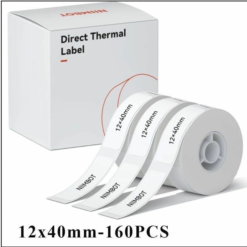 Самоклеящиеся этикетки бестселлер 12х40 мм для термопринтеров Niimbot D110 D11 D101 H1S белые 160 штук-