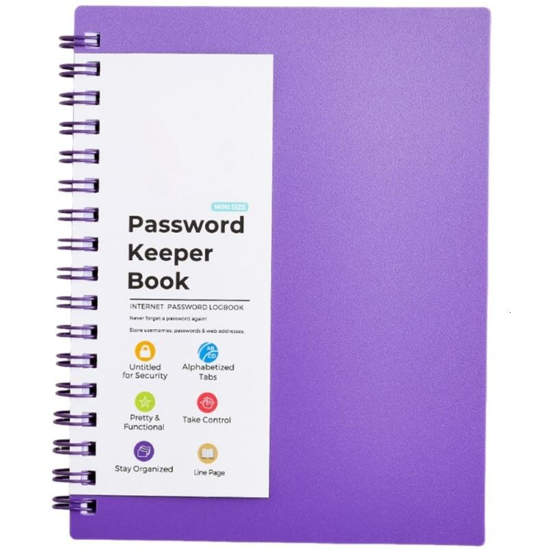 Блокнот-органайзер для паролей А6 с алфавитным указателем, Фиолетовый