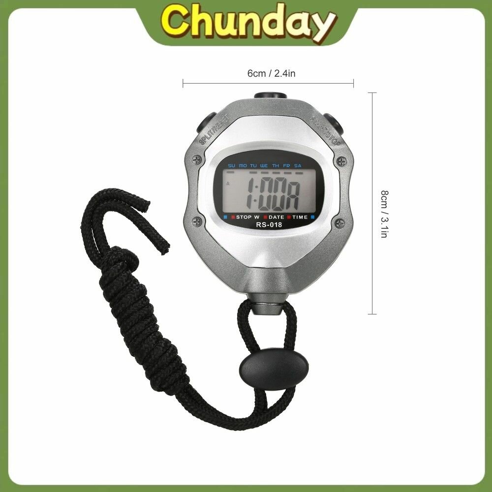Водонепроницаемый секундомер цифровой с ремешком для плавания, бега, футбола