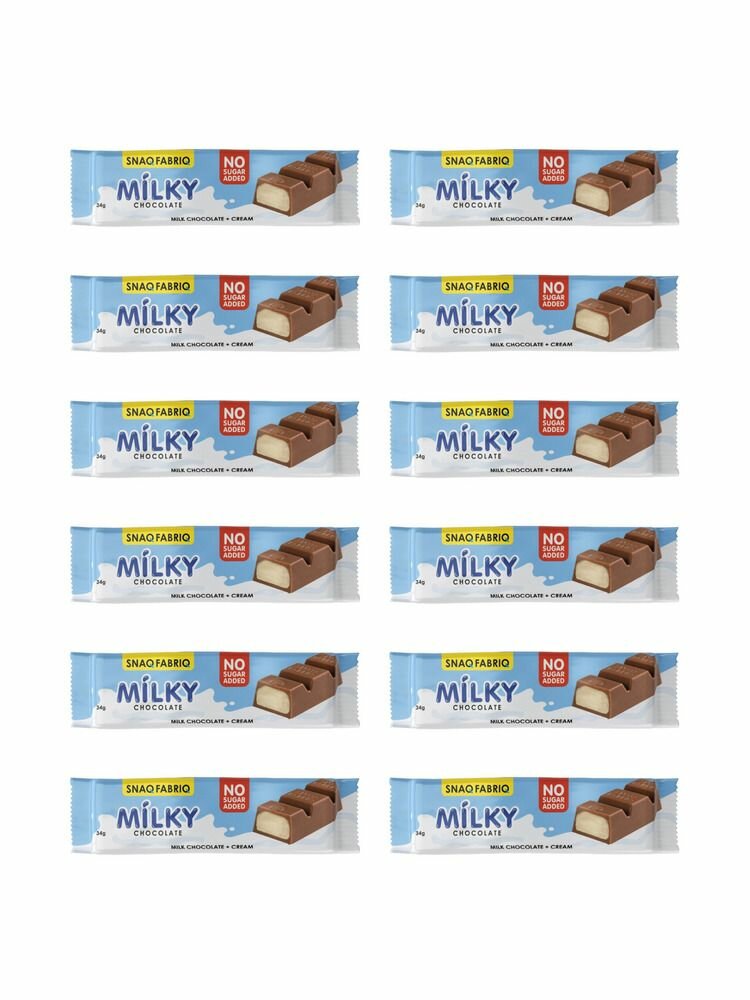 SNAQ FABRIQ Шоколад Milky молочный со сливочной начинкой без сахара, 34 г, 12 шт