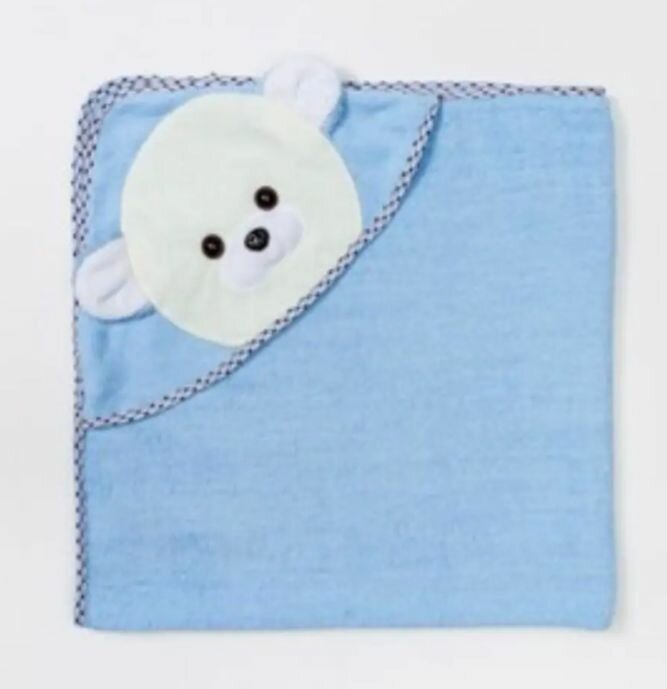 Полотенце-уголок детское 80х80 см пончо с капюшоном