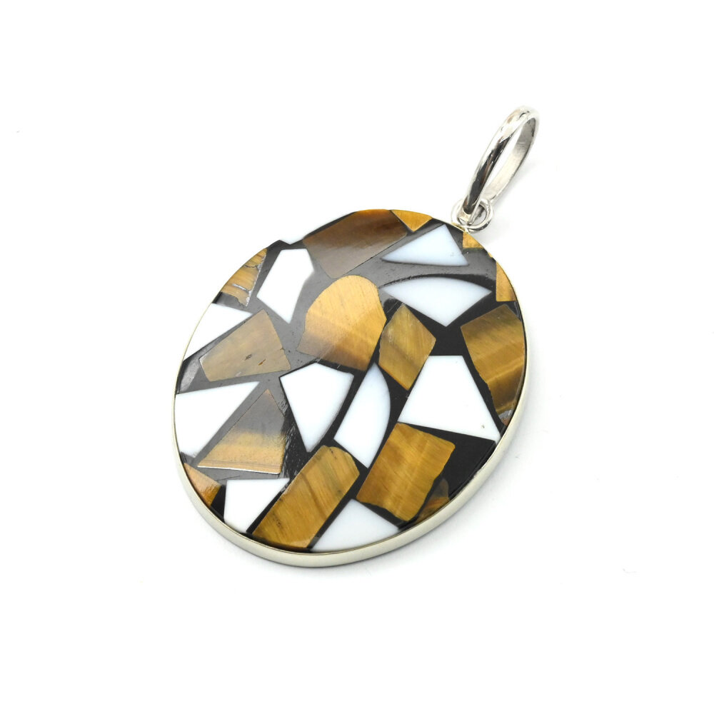 Подвеска, тигровый глаз, кахолонг