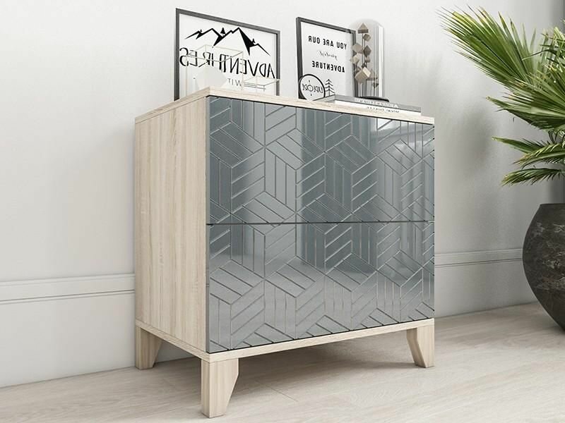 Комод для вещей "Сканди 12" 60х60х40, дуб сонома / графит глянец