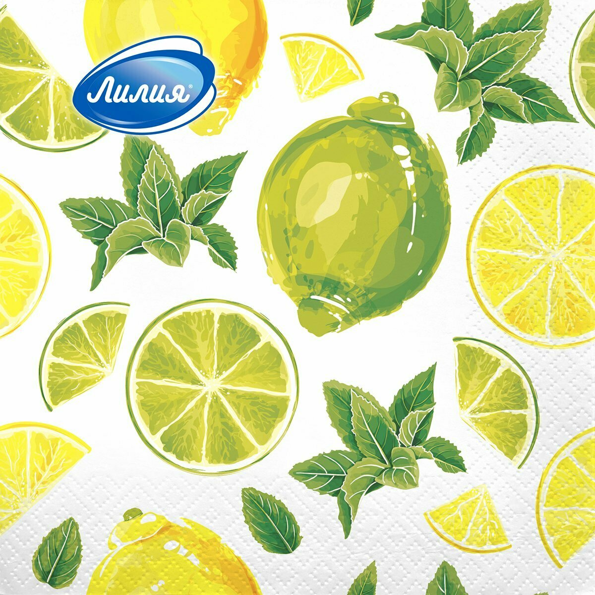 Салфетки бумажные сервировочные Лилия Мохито, двухслойные, 20 шт