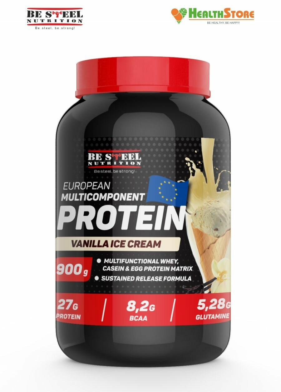 Протеин многокомпонентный, Be Steel Nutrition European Multi Component Protein 0,9кг (ванильное мороженое)