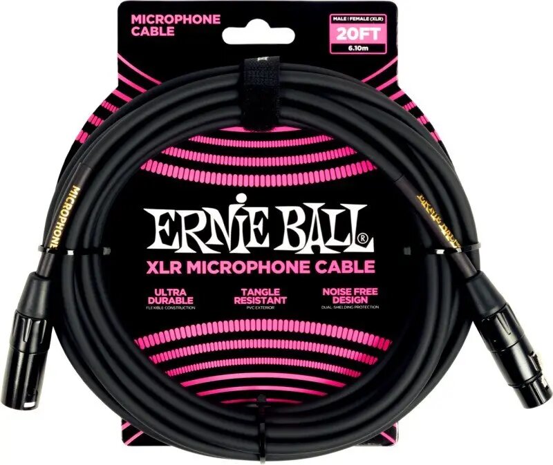 Микрофонный кабель Ernie Ball 6388 XLR male - XLR female 6 метров, провод для музыкальных инструментов