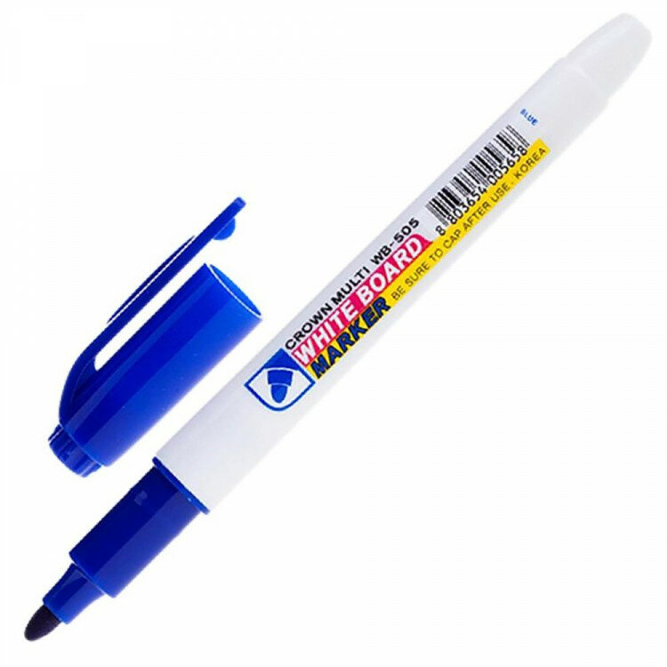 Маркер для доски CROWN круглый 2мм синий арт. WB-505/164250. Количество в наборе 12 шт.