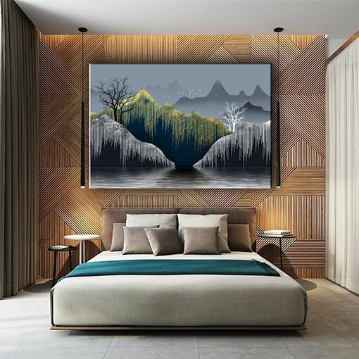 Картина для интерьера на холсте "Золотые горы" 60х100 см