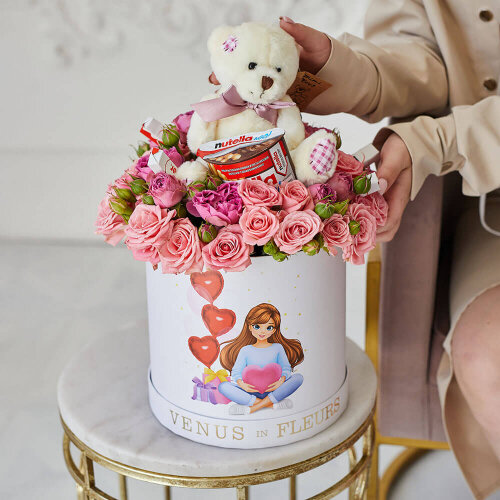 Детский букет "Венера в цветах" № 44, флористическая губка, 19 штук, высота 35 см