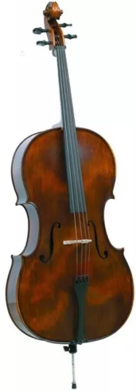 MC6021 4/4 виолончель 4\4. Верхняя дека из цельной ели. Нижняя дека и обечайки из огненного клёна. Колки из черного дерева. Смычок и чехол в комплекте.