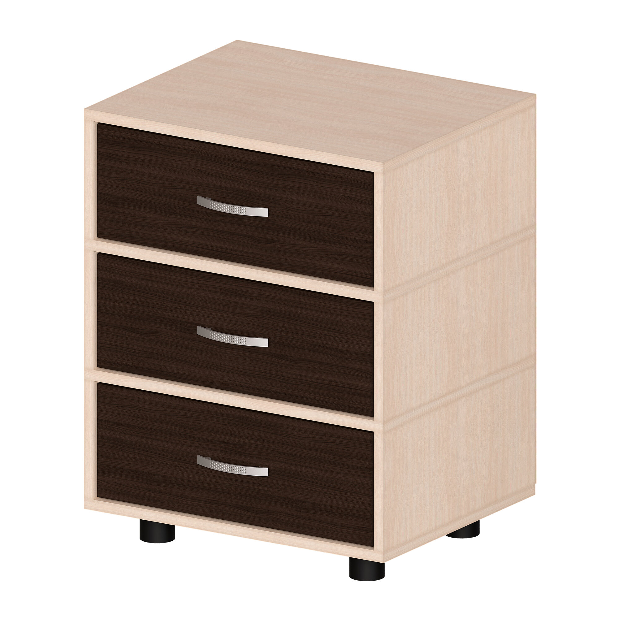 Комод СитиМебель-3 Ширина 50 см, Глубина 30 см, Высота 64 см, цвет: каркас дуб молочный, фасад Венге