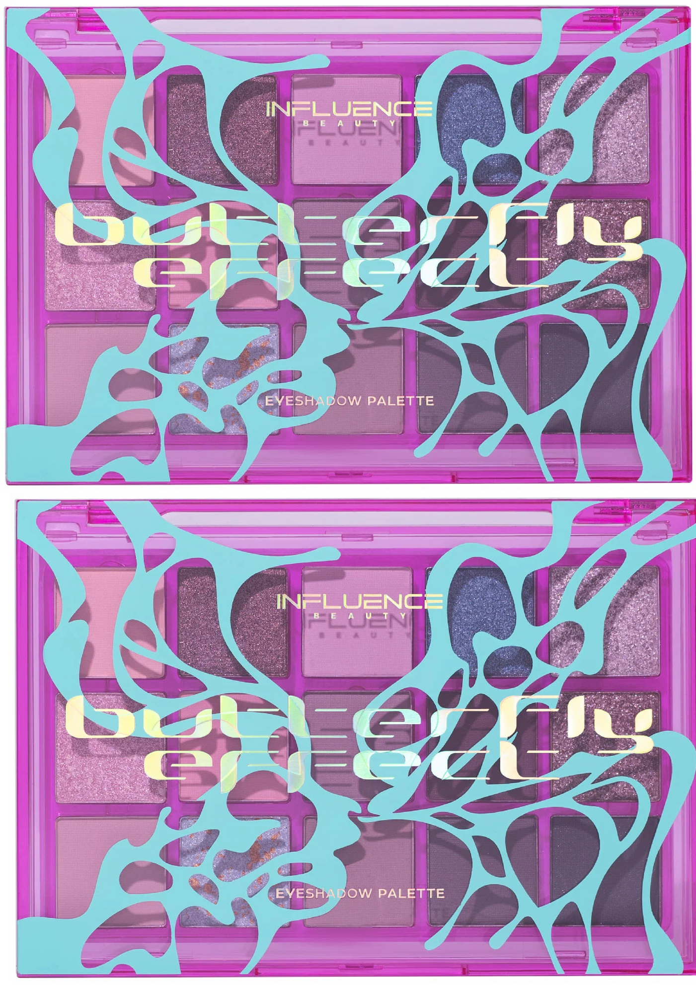 Палетка теней Influence Beauty Butterfly Effect Eyeshadow palette 15 оттенков т.01 15 г 2 шт