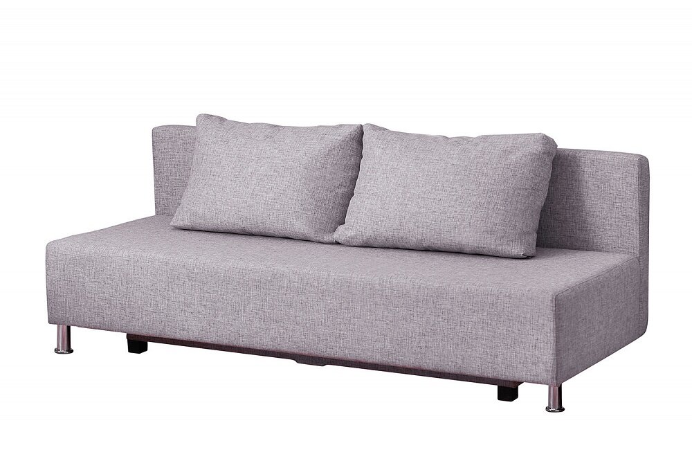 Прямой диван Парма серый, еврокнижка, 195х78х80 см, с ящиком для белья