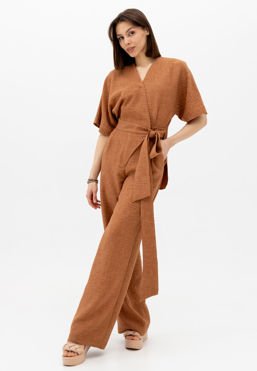 Комбинезон Комбинезон с широкими брюками искусственный лен
