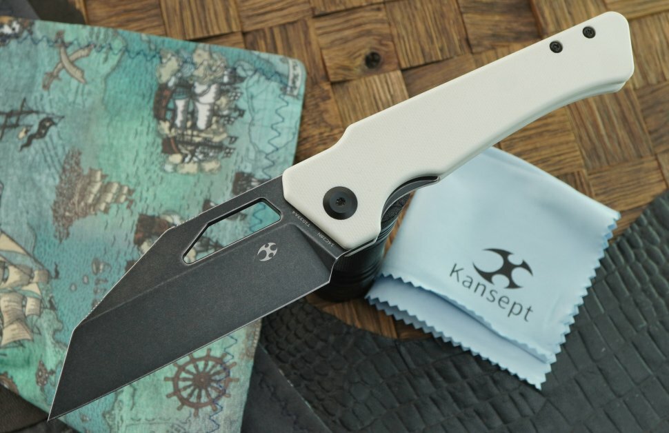 Складной нож Kansept Knives Egress, сталь 14C28N, BW, рукоять белый G-10