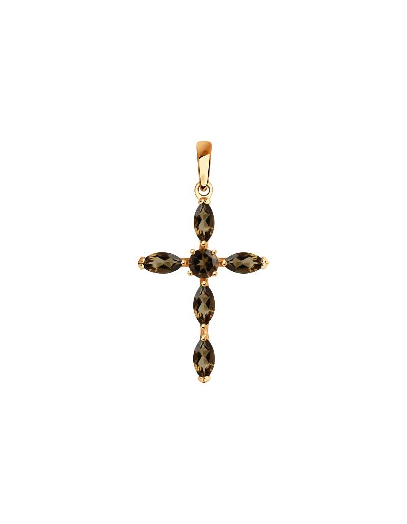 Крестик, серебро, 925 проба, родирование, раухтопаз