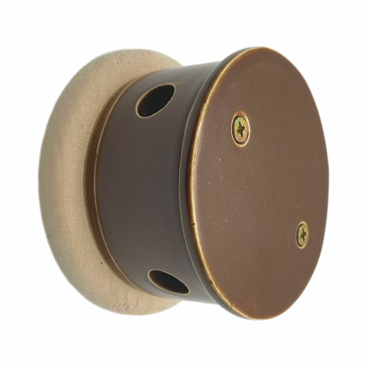 Распаячная керамическая коробка с круглой крышкой в стиле ретро, серия карамель, подрозетник береза Zion