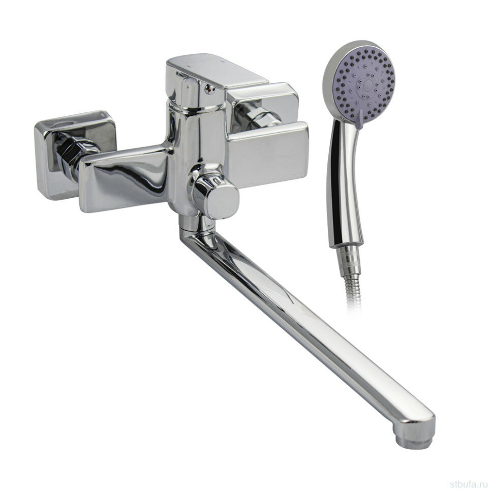 MAGNUS 8470, Смеситель в ванную, длинный нос, шаровый с дивертором на корпусе, хром, латунь