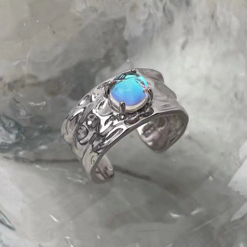 Кольцо, лунный камень синтетический