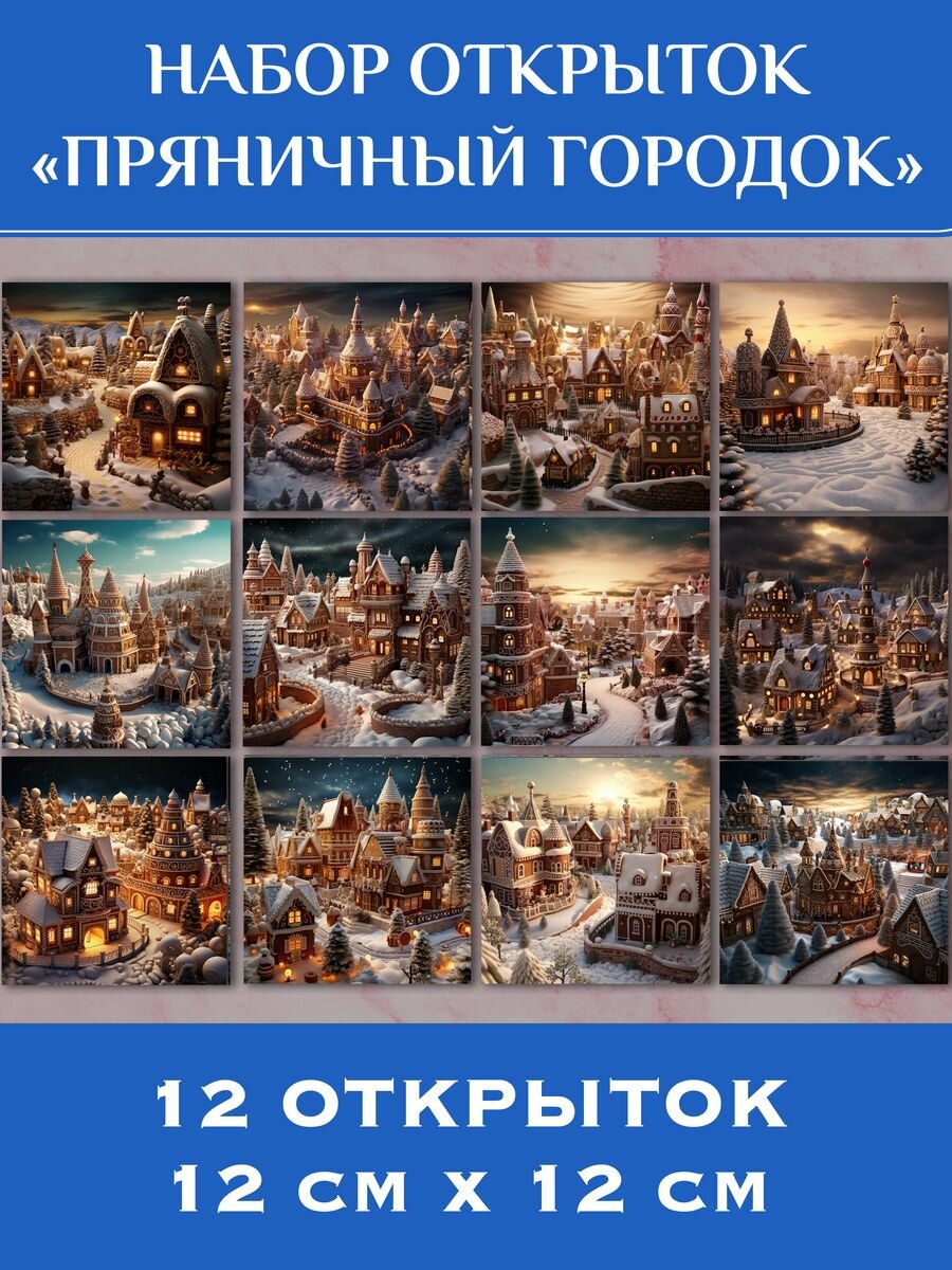 "С Новым годом!" - набор из 12 открыток для посткроссинга