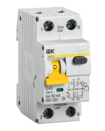 Автоматический выключатель дифференциального тока АВДТ32 2Р 40 А 30мА 6кА С IEK (1 шт.)