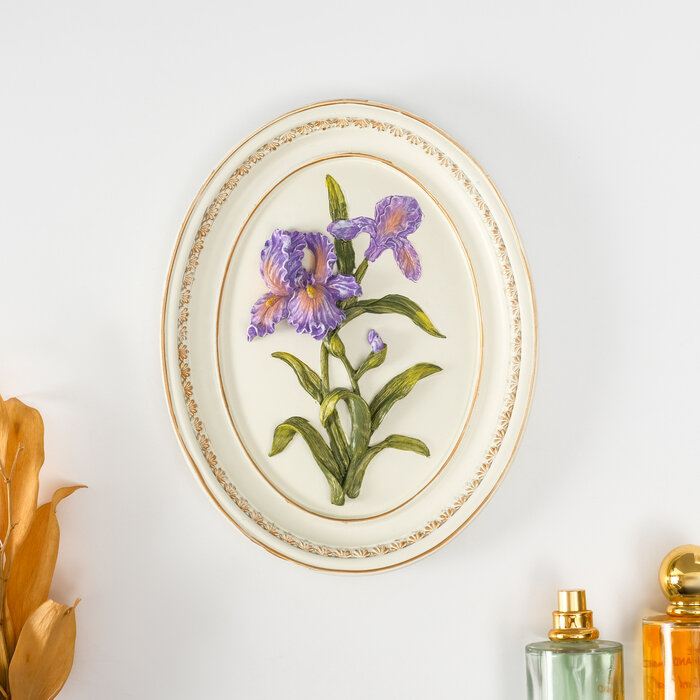 Панно настенное полистоун «Ирисы», 18×2×23 см