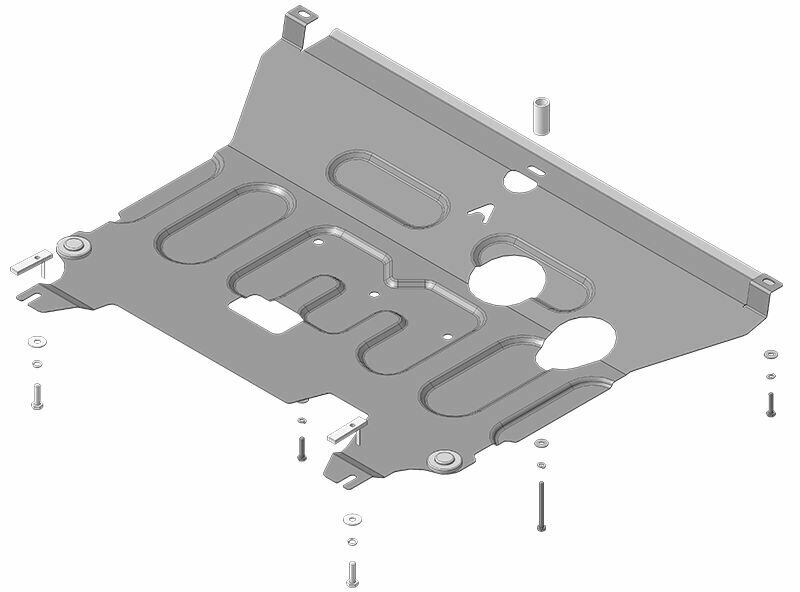 Защита картера двигателя, КПП. 1,5 мм, Сталь. для KIA Rio X-Line 2017-2020, Motodor.50912