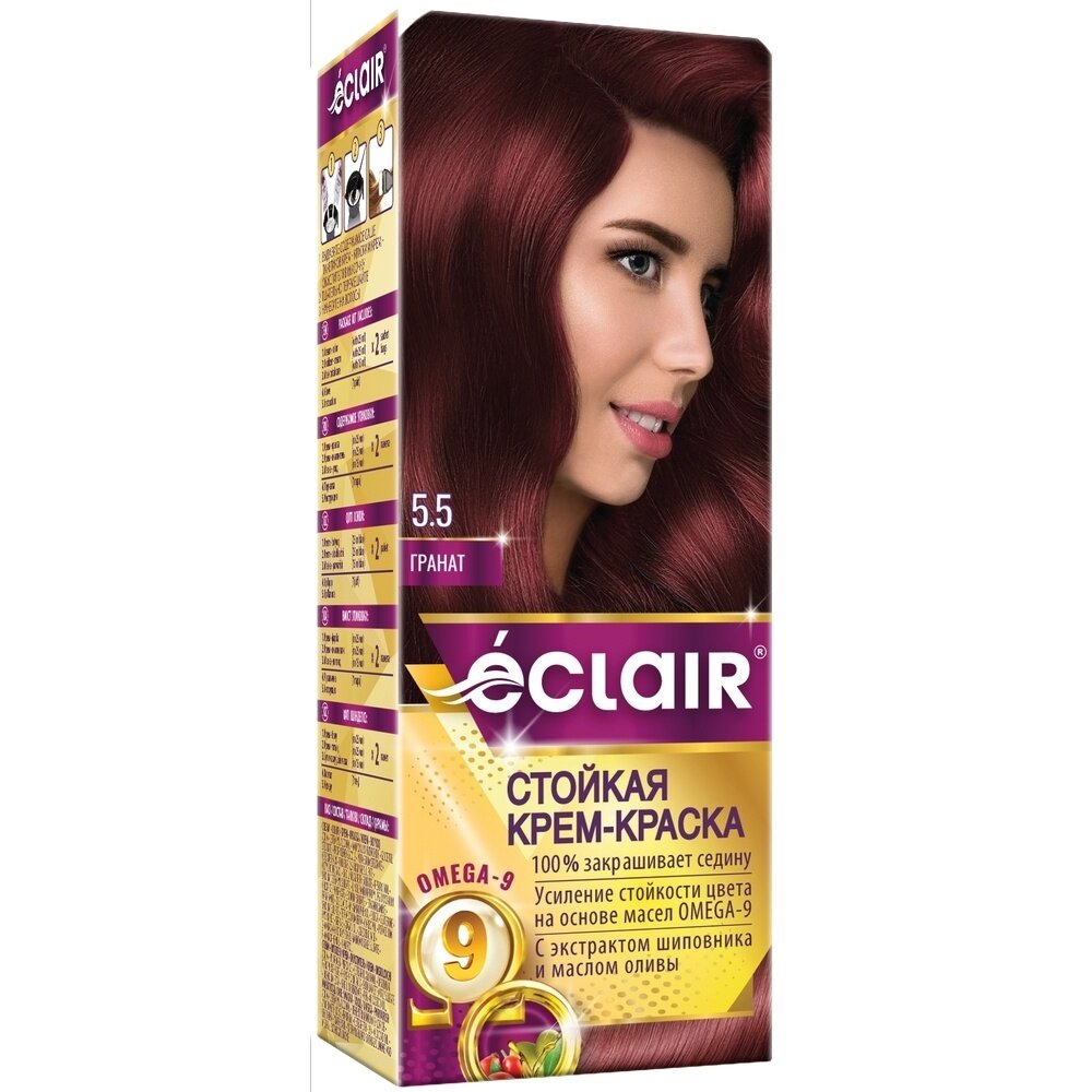 Крем-краска для волос eCLaIR Стойкая, №5,5, Гранат