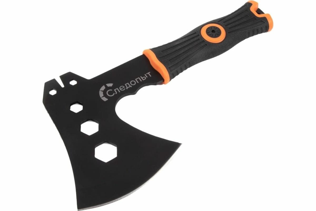 Следопыт Топор туристический 240/130/85 мм, 350 гр, обрез. ручка с оранж. вставками, в чехле PF-AT-09